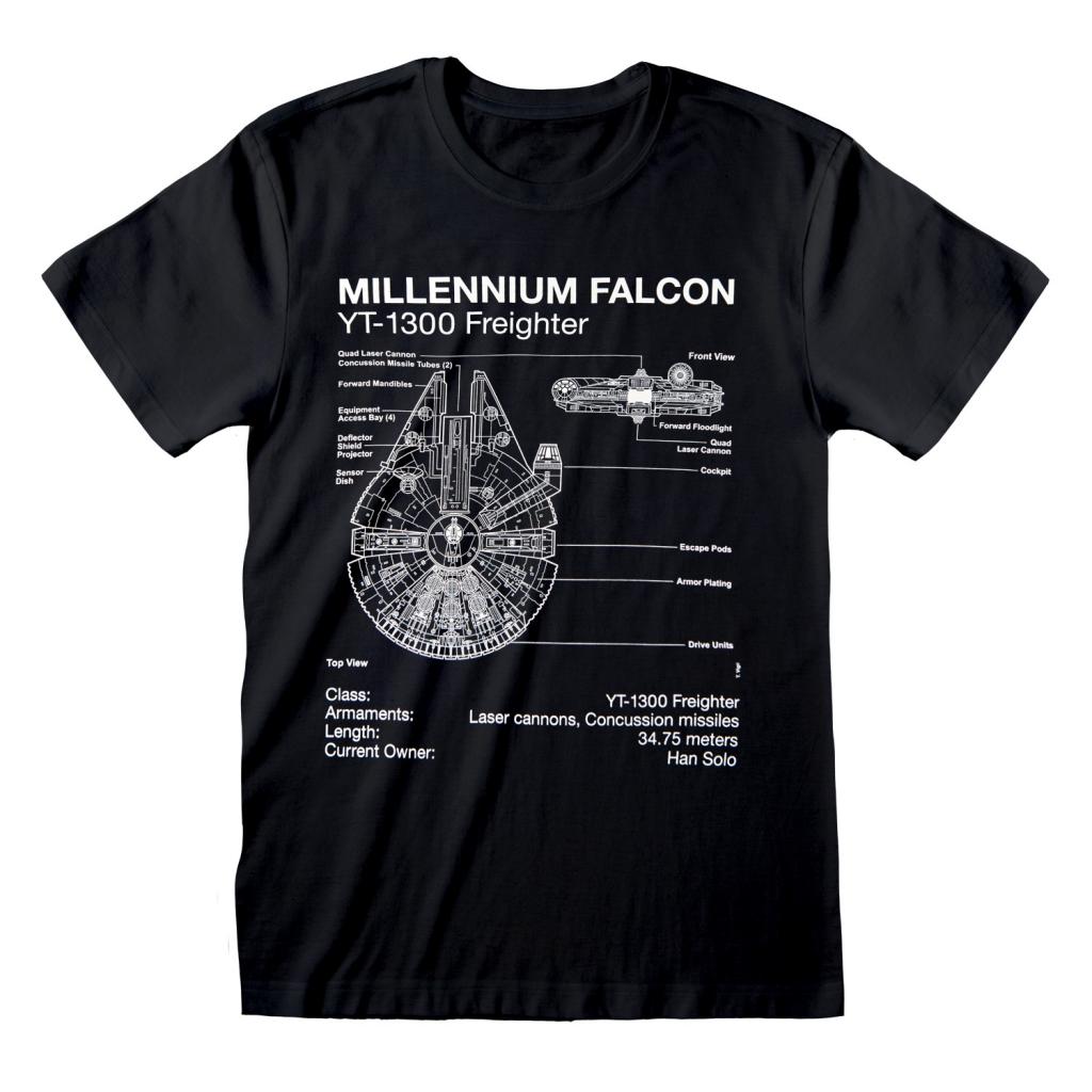 STAR WARS - T-Shirt - Millennium Falcon Sketch (S) : ShopForGeek.com: T ...