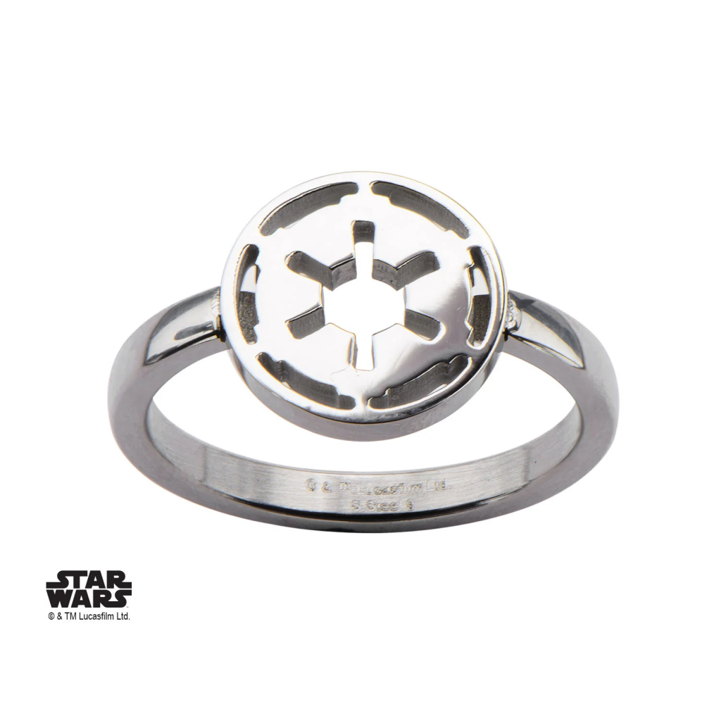 STAR WARS - Women's Stainless Steel Galatic Empire Cut Ring - Size 7 ...
