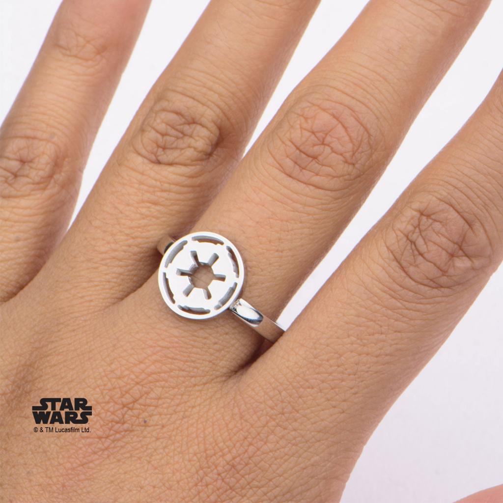 STAR WARS - Women's Stainless Steel Galatic Empire Cut Ring - Size 7 ...