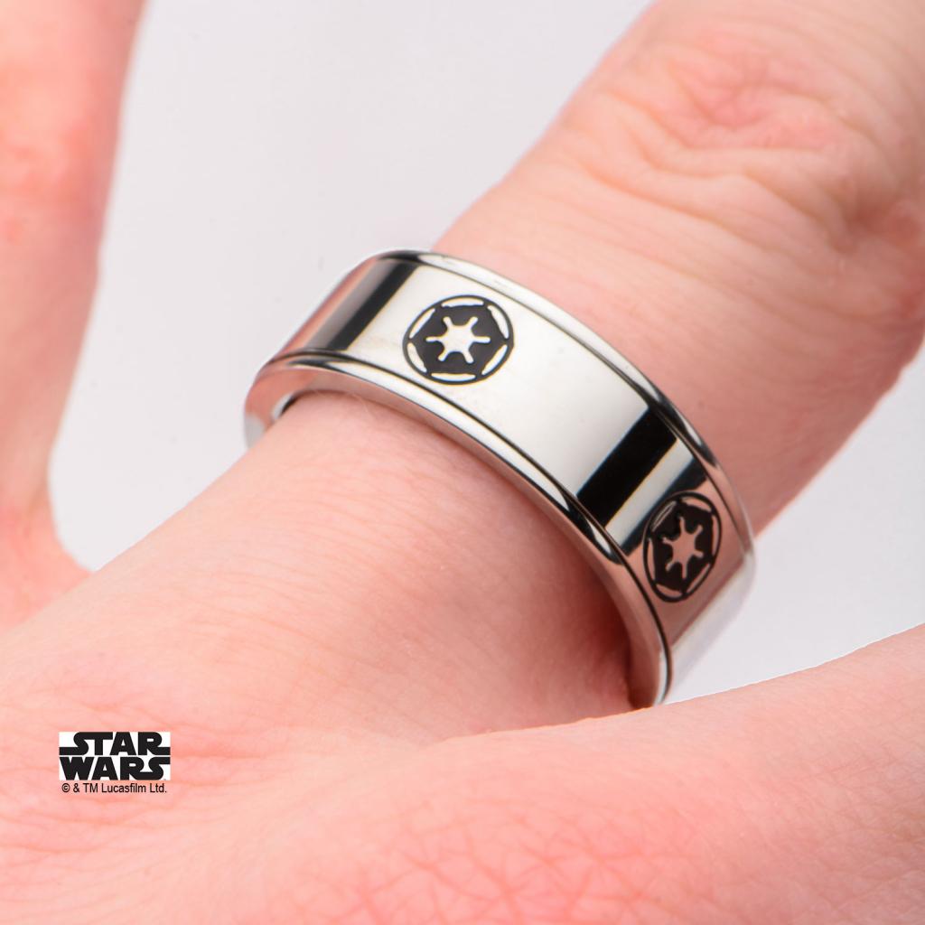 STAR WARS - Men's Stainless Steel Empire Symbol Spinner Ring - Size 10 ...