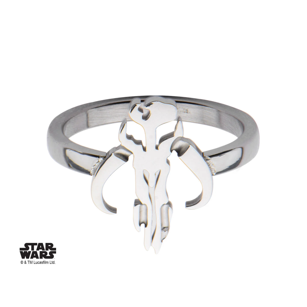 STAR WARS - Women's Stainless Steel Mandalorian Sym Cut Ring - Size 7 ...