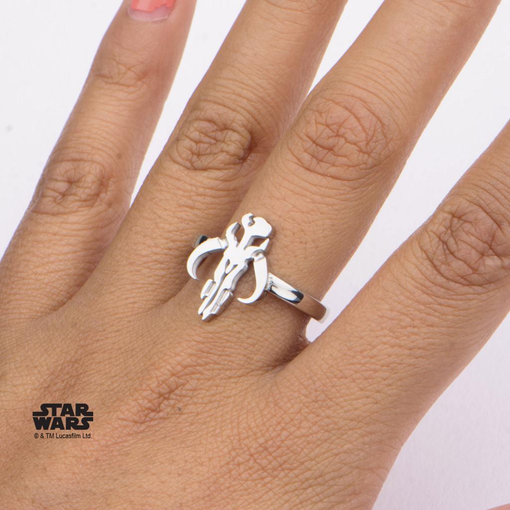 STAR WARS - Women's Stainless Steel Mandalorian Sym Cut Ring - Size 7 ...