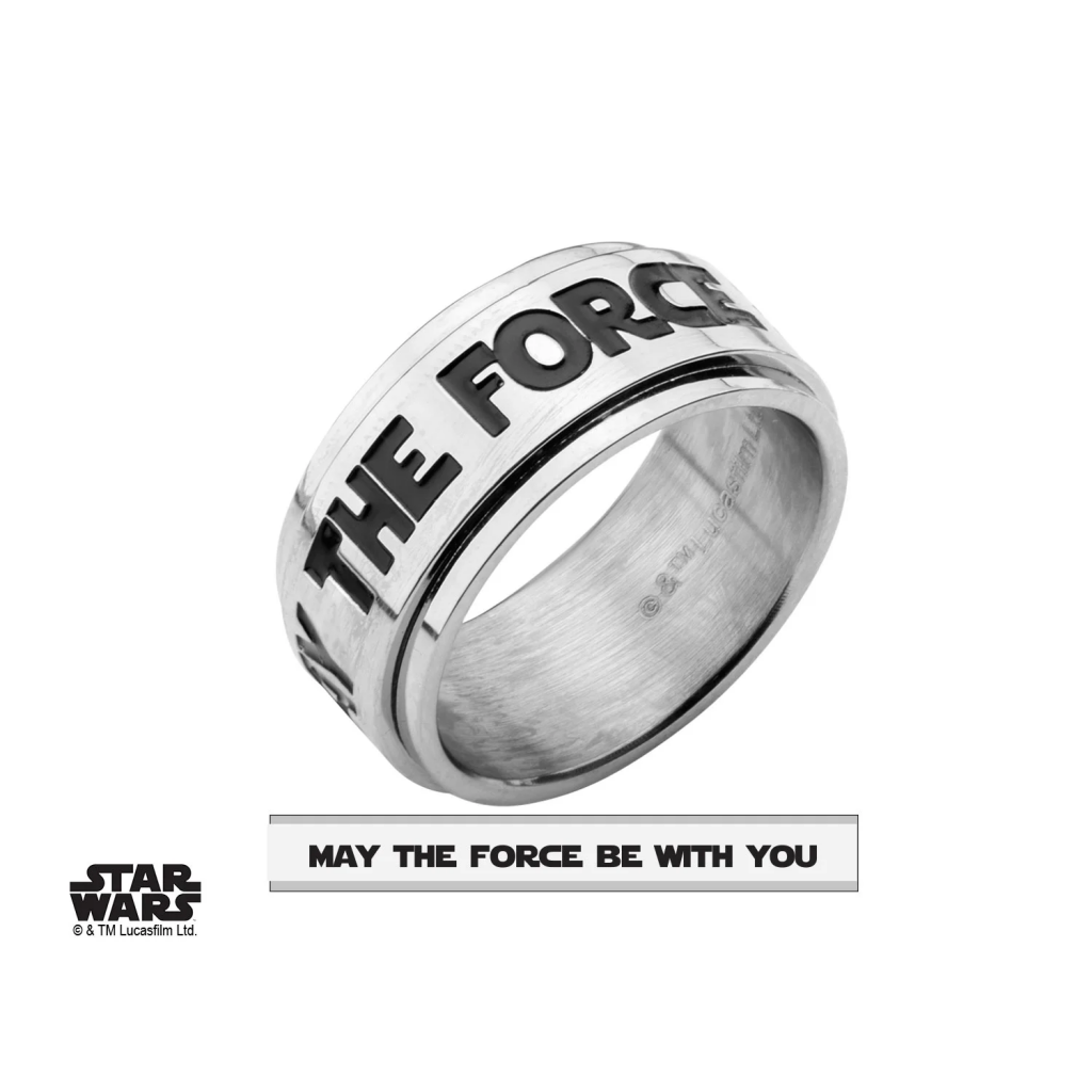 STAR WARS - Men's Stainless Steel MAY THE FORCE Spinner Ring - Size 11 ...