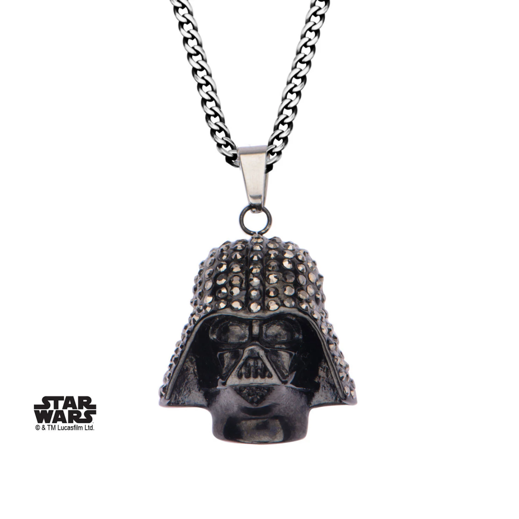 STAR WARS - Black PVD Plated Darth Vader with Clear Gem Pendant Chain ...
