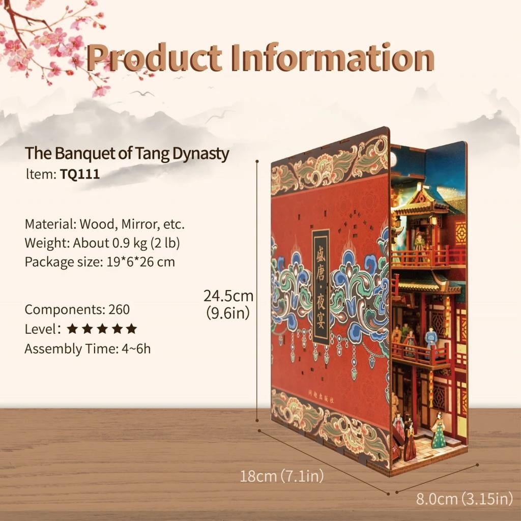 BOOK NOOK KIT - DIY- The banquet of Tang Dynasty - 260pcs + LED Light ...