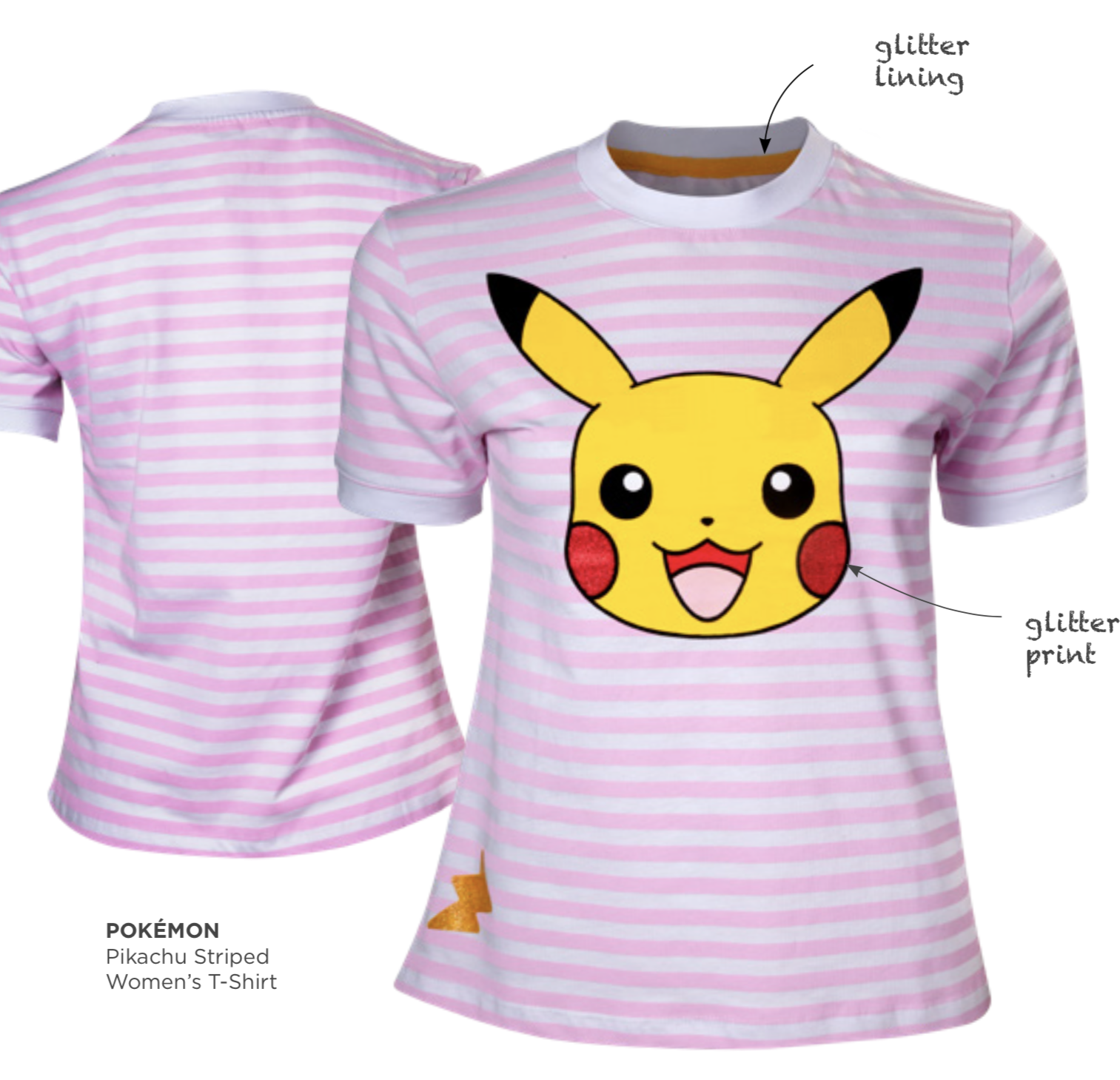 POKEMON - T-Shirt PREMIUM - Pikachu Striped - GIRL (S) : ShopForGeek ...