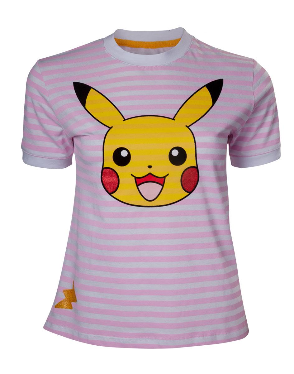 POKEMON - T-Shirt PREMIUM - Pikachu Striped - GIRL (S) : ShopForGeek ...