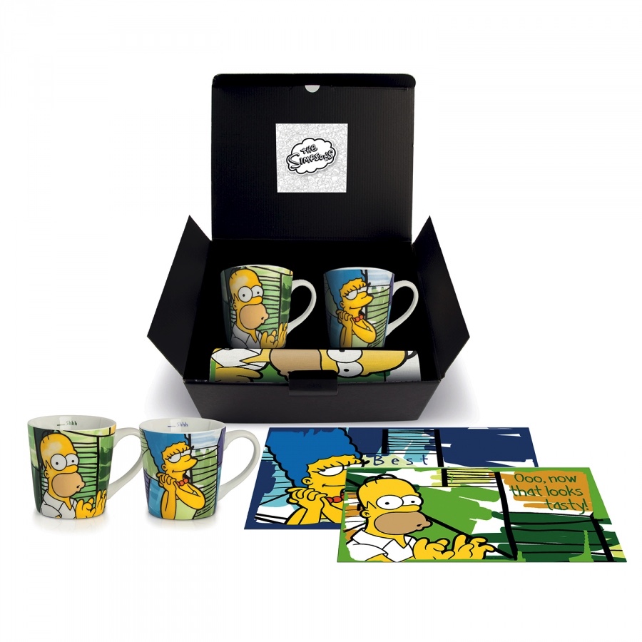 THE SIMPSONS - Gift Box - 2 Jumbo Mug + 2 Set de Table - Homer & Marge ...
