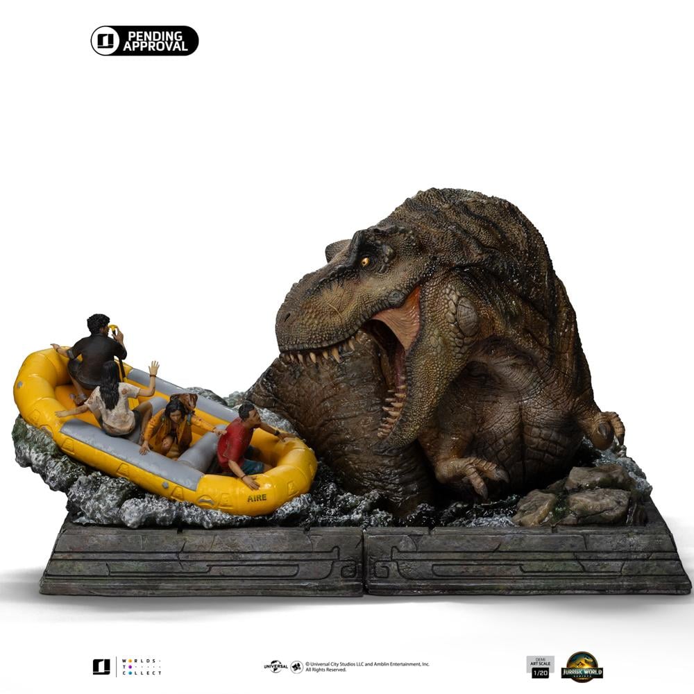 JURASSIC WORLD - T-rex River Attack - Statue demi Art Scale 1/20 22cm ...