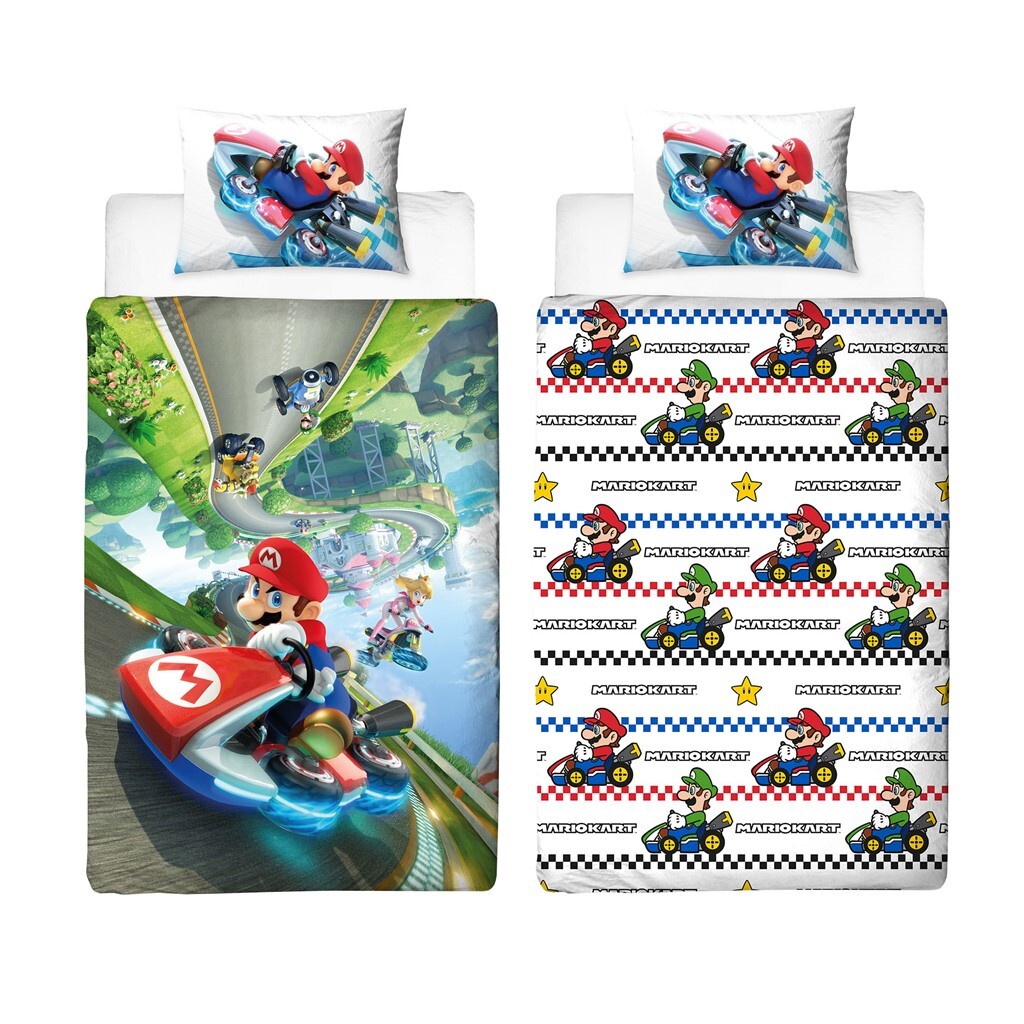 MARIO KART - Duvet Cover 140x200cm + Cushion 60x70cm - '100% Coton ...