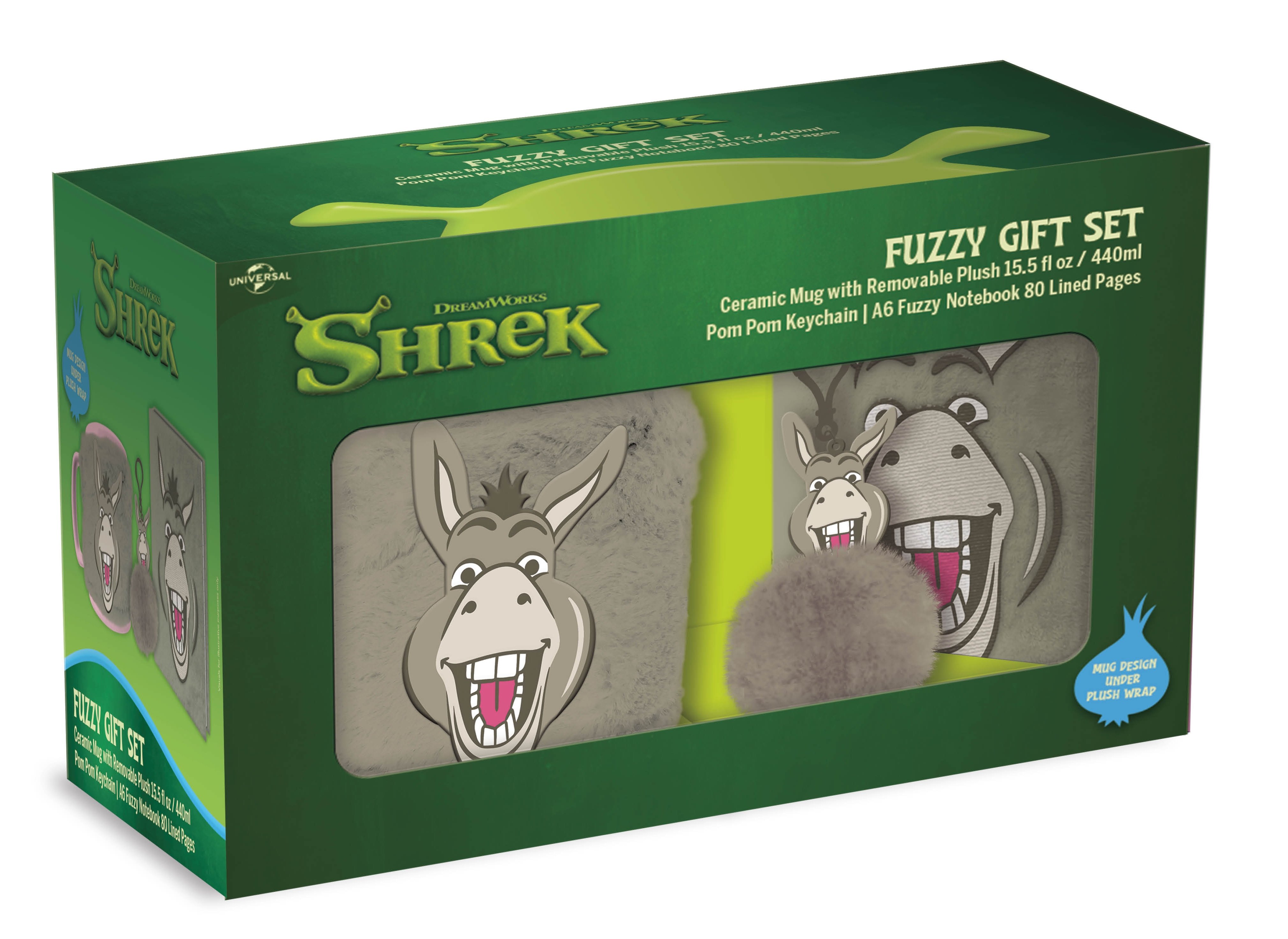 BEMS | SHREK - L'Ane - Gift Set Fuzzy - Notebook + Mug 440ml + Porte-clé