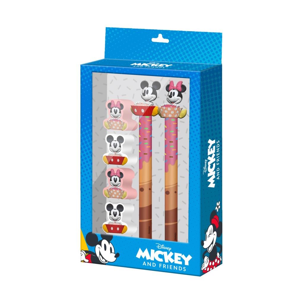 MINNIE & MICKEY - Muffin - Set of 2 Pencils + 4 Erasers : ShopForGeek ...
