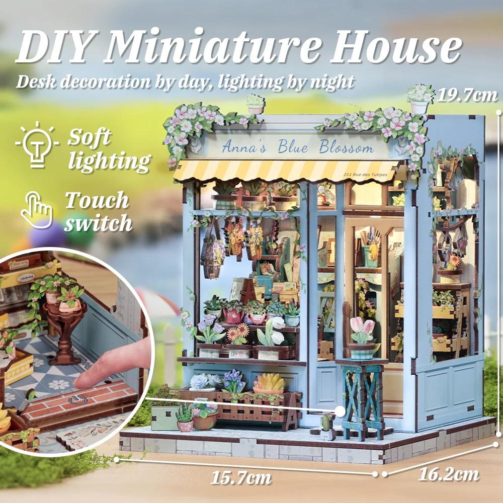 MINIATURE HOUSE - DIY- Anna's Blue Blossom - 255pc + LED Light ...