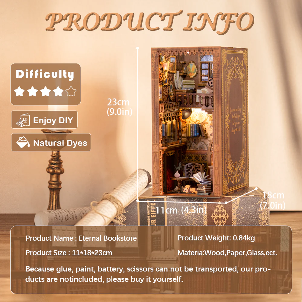 BOOK NOOK KIT - DIY - Eternal Bookstore - 172pc + LED Light ...