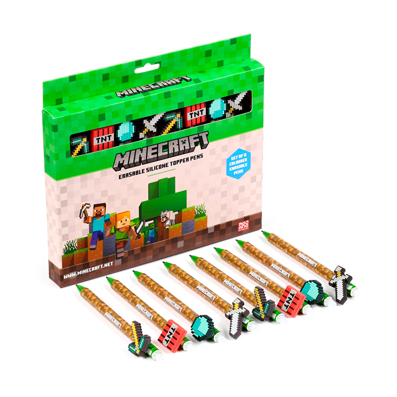 BEMS | MINECRAFT - Tools - Set of 8 Head Topper Erasable Gel Pen