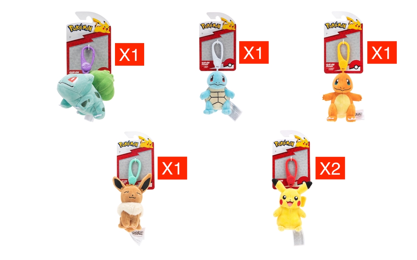 POKEMON - Clip on Plush - Display 6 Pcs : ShopForGeek.com: Keyring BOTI ...