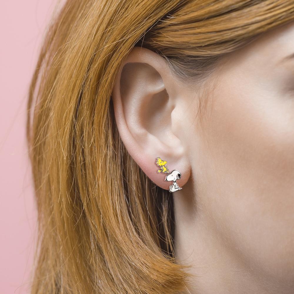 SNOOPY - 2 Pairs of Studs Earrings in Brass : ShopForGeek.com ...